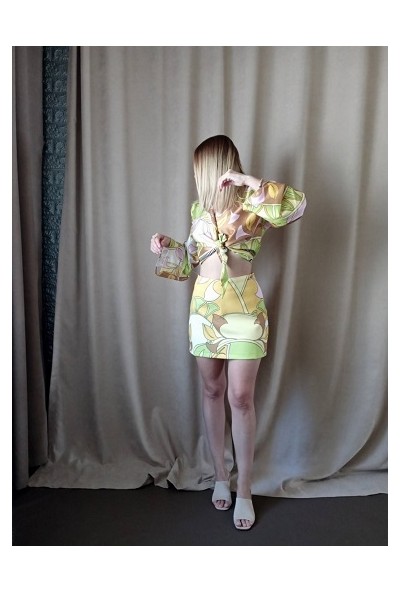 Girlboss Butik Ikili Takım Sarı Desenli