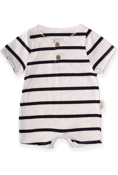 Cigit Çizgili Tulum 0-3 Yaş Siyah Ince Çizgili