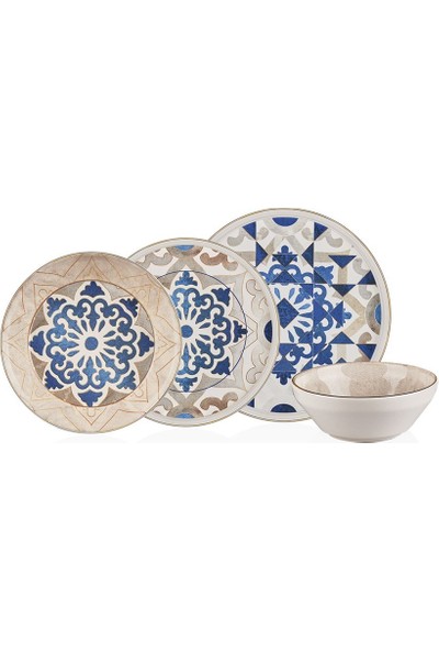 Glore Assos Altın Yaldızlı Seramik Yemek Tabağı Takımı