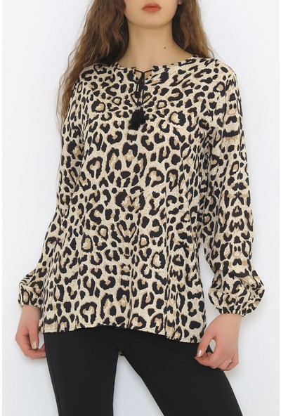Modaymış Desenli Bluz Leopar3 - 8876.107.