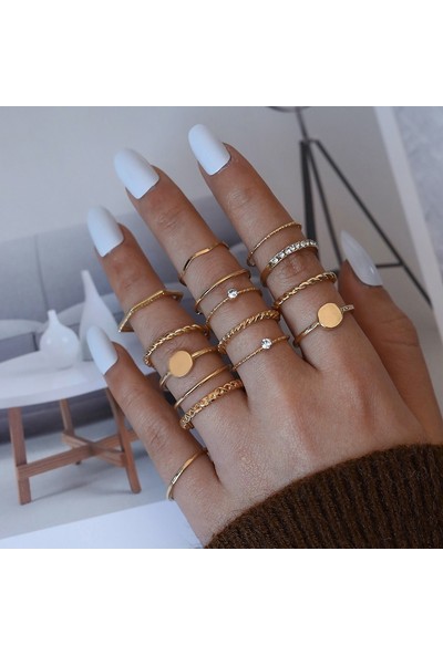 Chavin 15 Li Çoklu Taşlı Eklem Yüzüğü Bayan Yüzük ER55SR Chavin 15 Li Çoklu Taşlı Eklem Yüzüğü Bayan Yüzük ER55SR