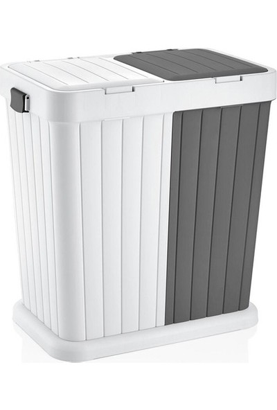 Iki Bölmeli Otomatik Kapak Kirli Çamaşır Sepeti 40+40 Lt