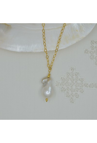 Akik Gümüş Barok Incili Kolye – 0772-AGKLY