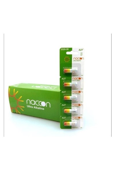 SHN 5li 1 Kart Naccon 5'li 27A 12V Alkalin Spesifik Pil 27A-C5 Gp 27A 12V Alkalin Yüksek Voltaj Pil SHN 5li 1 Kart Naccon 5'li 27A 12V Alkalin Spesifik Pil 27A-C5 Gp 27A 12V Alkalin Yüksek Voltaj Pil
