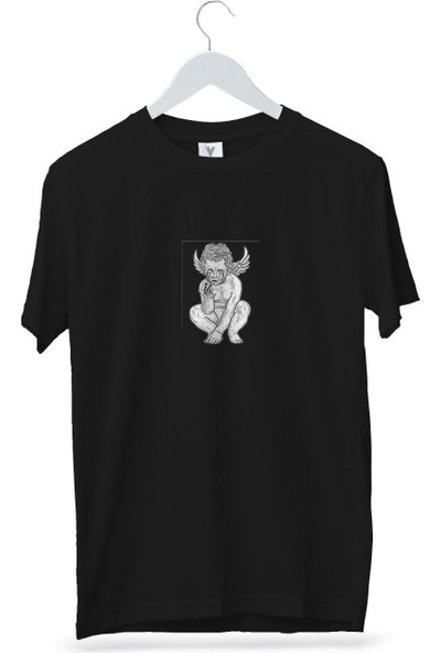 Takivis Üzgün Melek Bisiklet Yaka Kısa Kollu Tişört