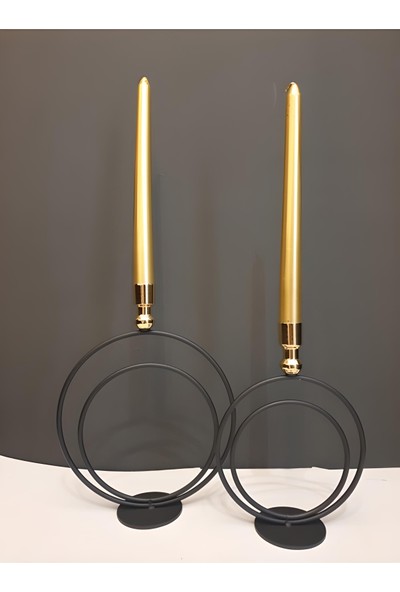 Grande Home alvina 2'li Takım Şamdan Mumluk Siyah