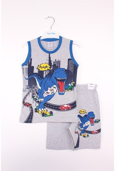 Cicitime Roar Dinazor Baskılı Sıfır Kol Şortlu Takım