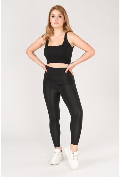 Giyim Dünyası Kadın Yüksek Bel Tayt Siyah