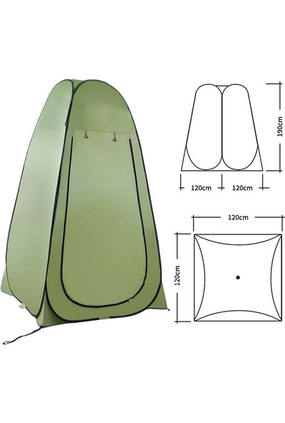 Kamp Plaj Duş Wc Otomatik Giyinme Çadırı 120X120×190 Portatif Çadır Giyinme Çadırı