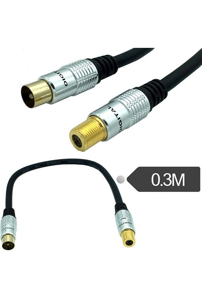 Mavi Ay Bilişim Tv 9.5 mm Erkek F Tipi Dişi Koaksiyel Tv Uydu Anten Kablosu - 30CM Mavi Ay Bilişim Tv 9.5 mm Erkek F Tipi Dişi Koaksiyel Tv Uydu Anten Kablosu - 30CM