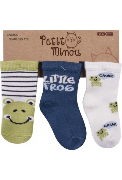 Petit Minou Erkek Bebek 3lü Little Frog Soket Çorap Petit Minou Erkek Bebek 3lü Little Frog Soket Çorap