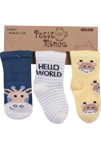 Petit Minou Erkek Bebek 3lü Hello World Soket Çorap Petit Minou Erkek Bebek 3lü Hello World Soket Çorap