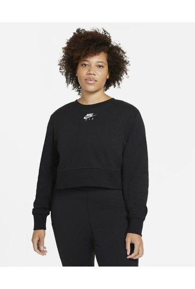 Nike Air Crew Fleece (Plus Size) Kadın Sweatshirt - Siyah DD2894-010 Nike Air Crew Fleece (Plus Size) Kadın Sweatshirt - Siyah DD2894-010