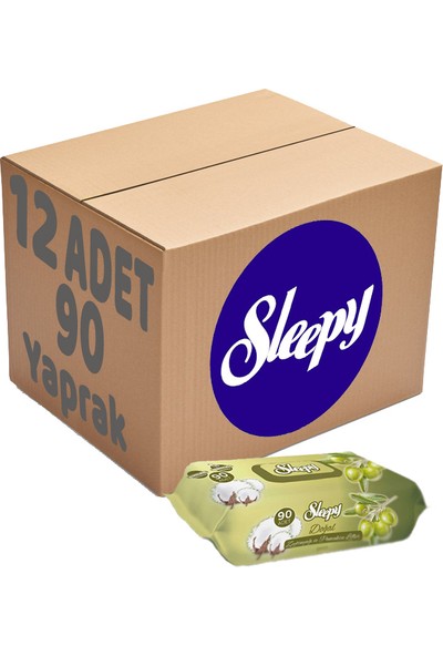 Sleepy Islak Havlu Mendil 90 Yaprak Pamuk&Zeytin Yağlı 12 Li Set Plastik Kapaklı Sleepy Islak Havlu Mendil 90 Yaprak Pamuk&Zeytin Yağlı 12 Li Set Plastik Kapaklı