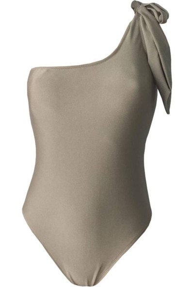 Oshiea Adia Tek Omuzlu Dantel Mayo Gümüş Grisi