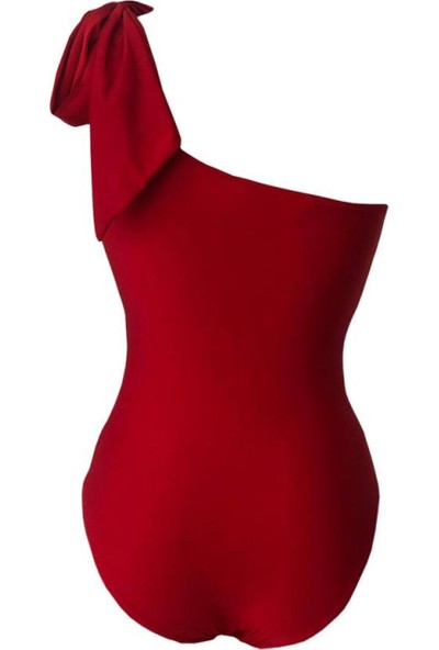 Oshiea Adia Tek Omuzlu Dantel Mayo Gümüş Kırmızı Kil