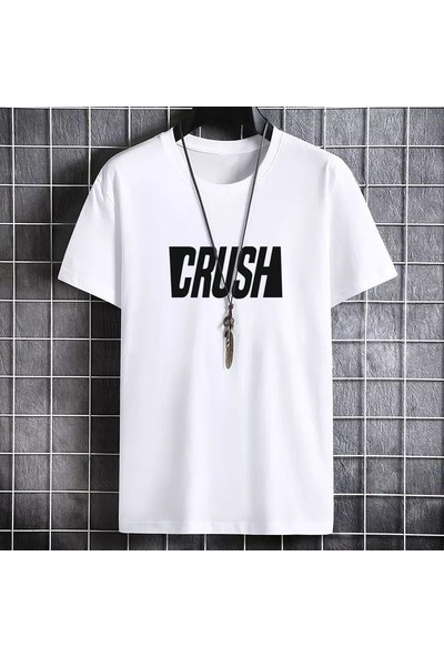 Docces Crush Erkek Beyaz Baskılı Bisiklet Yaka Oversize T-Shirt