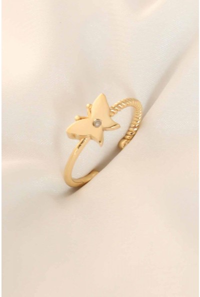 Clariss Kelebek Figür Zirkon Taş Detay Gold Renk Kadın Yüzük Clariss Kelebek Figür Zirkon Taş Detay Gold Renk Kadın Yüzük