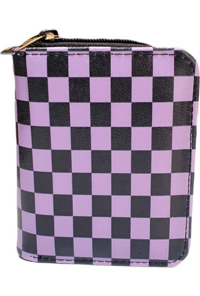 Aybaak Baskılı Kareli Desen Küçük Boy Kartlık Bayan Cüzdan