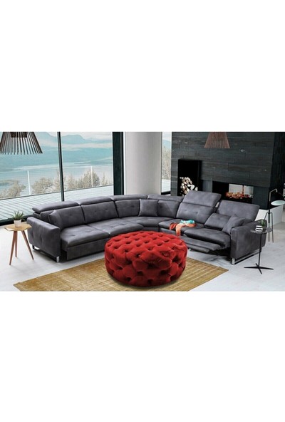 Chester Kapitoneli Yuvarlak Puf 100 cm