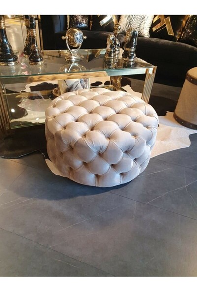 Chester Kapitoneli Yuvarlak Puf 100 cm