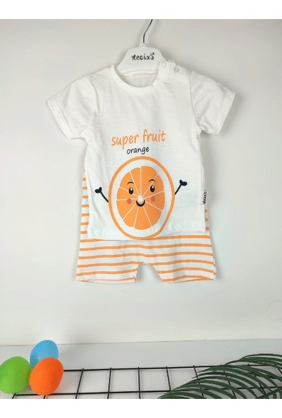 Necixs Baby Erkek Bebek Portakal Baskılı 2li Takım 6-9-12-18-24 Ay