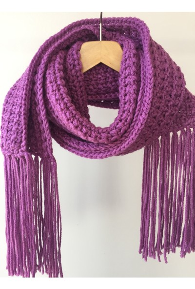 Mora Knit El Örgüsü Koyu Lila Kalın Prestij Atkı Mora Knit El Örgüsü Koyu Lila Kalın Prestij Atkı