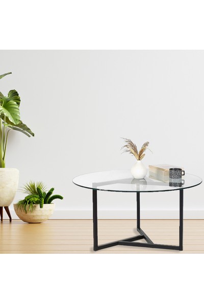 Aga Konsept Şeffaf Camlı Orta Sehpa Siyah