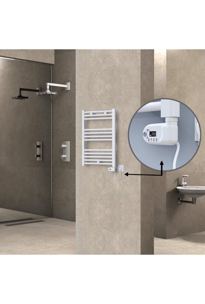 Radiva Haiti Elektrikli Havlupan 300 Watt 500X700 Düz Beyaz (Thesis Termostatlı)