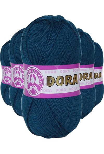 Ören Bayan 5 Adet Dora El Örgü Ipi Yünü 100 gr 101 Petrol