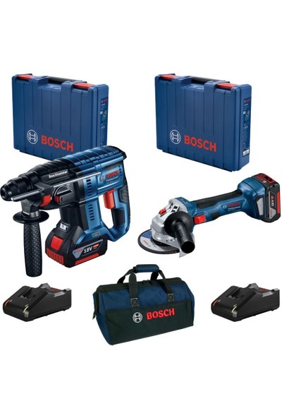 Bosch Gbh 180 Li ve Gws 180 Li Akülü Kırıcı Delici ve Taşlama Seti 2x4 A Bosch Gbh 180 Li ve Gws 180 Li Akülü Kırıcı Delici ve Taşlama Seti 2x4 A
