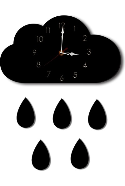 PLZ Shop Bulutlar Desen Yaratıcı Oturma Odası Dekoratif Duvar Saati Siyah (Yurt Dışından)