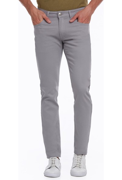 Hatemoğlu Gri Regular Fit Yüksek Bel Düz Paça Basic Kot Pantolon