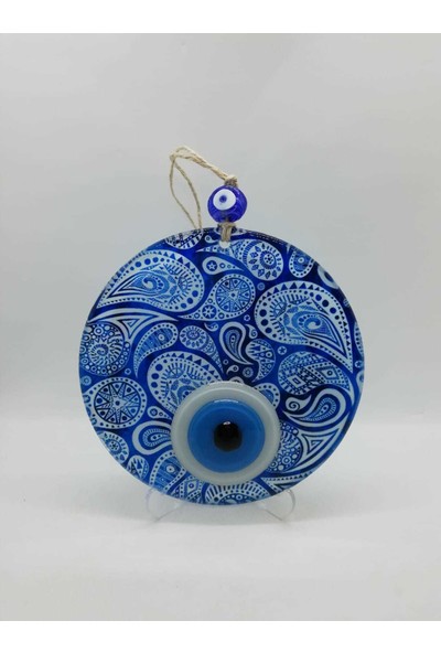 Denizin Ufku Nazarlıklı Damla Desenli El Yapımı Cam Duvar Süsü Denizin Ufku Nazarlıklı Damla Desenli El Yapımı Cam Duvar Süsü