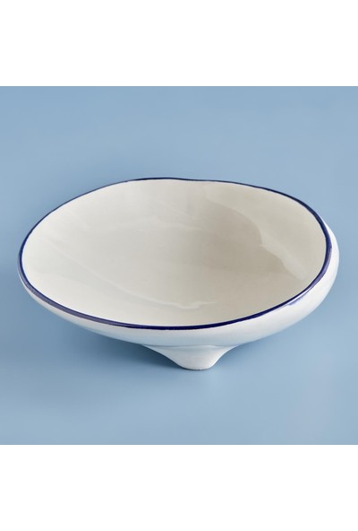 Bella Maison Istiridye Büyük Sunum Tabağı Beyaz-Lacivert (25 Cm)