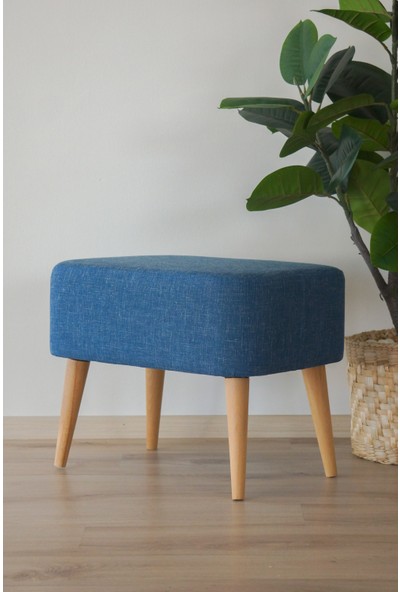 Semya Home Ahşap Ayaklı Keten Retro Puf & Bench Semya Home Ahşap Ayaklı Keten Retro Puf & Bench