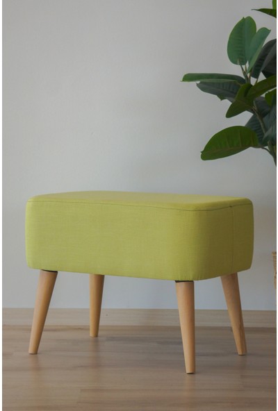Semya Home Ahşap Ayaklı Keten Retro Puf & Bench Semya Home Ahşap Ayaklı Keten Retro Puf & Bench