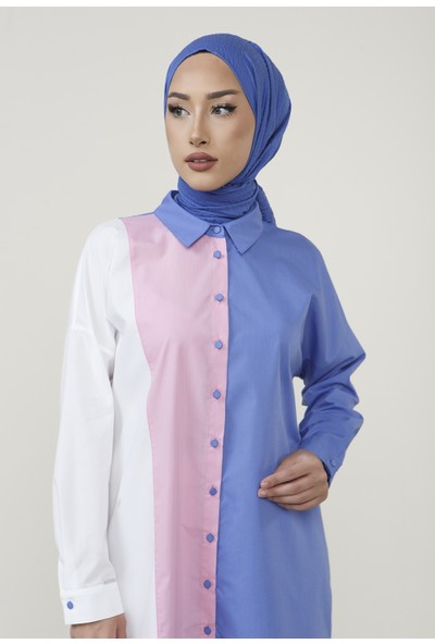 SETRMS Koyu Mavi Renk Bloklu Gömlek Tunik 2224003 SETRMS Koyu Mavi Renk Bloklu Gömlek Tunik 2224003
