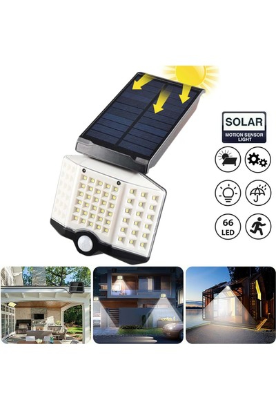 Silver Toss Güneş Enerjili Solar Aydınlatma Lambası Sensörlü 66LED ST-66B Silver Toss Güneş Enerjili Solar Aydınlatma Lambası Sensörlü 66LED ST-66B