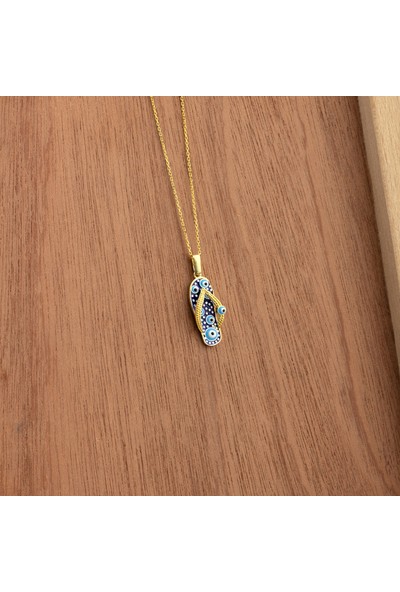 925 Ayar Gümüş Nazar Boncuklu Parmak Arası Terlik Kolye