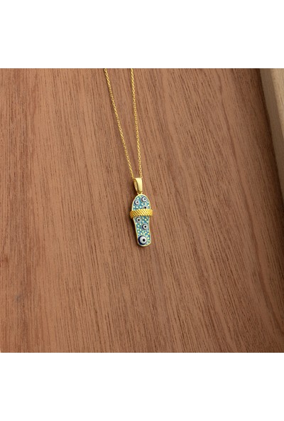 925 Ayar Gümüş Nazar Boncuklu Terlik Kolye