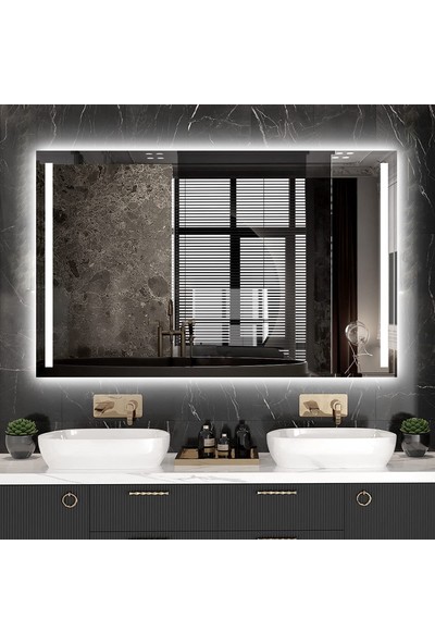 90X70 LED Işıklı Kumlamalı Banyo Lavabo Ofis Makyaj Kuaför Aynası Trafolu Prizli 90X70 LED Işıklı Kumlamalı Banyo Lavabo Ofis Makyaj Kuaför Aynası Trafolu Prizli
