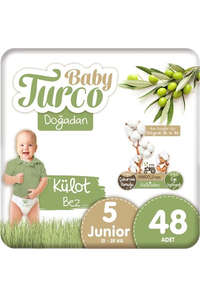 Baby Turco Doğadan Külot Bez 5 Numara Junıor 48 Adet Baby Turco Doğadan Külot Bez 5 Numara Junıor 48 Adet