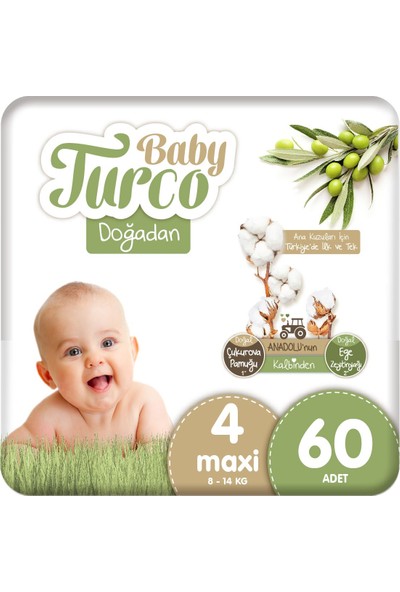 Baby Turco Doğadan 4 Numara Maxi 60 Adet Baby Turco Doğadan 4 Numara Maxi 60 Adet