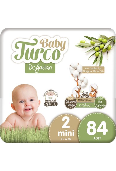 Baby Turco Doğadan 2 Numara Mini 84 Adet Baby Turco Doğadan 2 Numara Mini 84 Adet