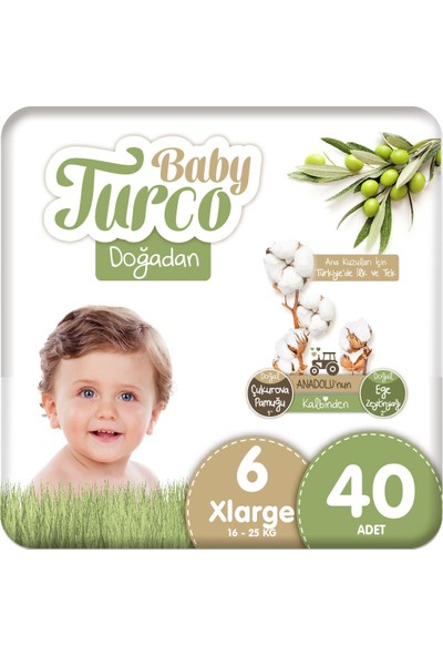 Baby Turco Doğadan 6 Numara Xlarge 40 Adet Baby Turco Doğadan 6 Numara Xlarge 40 Adet