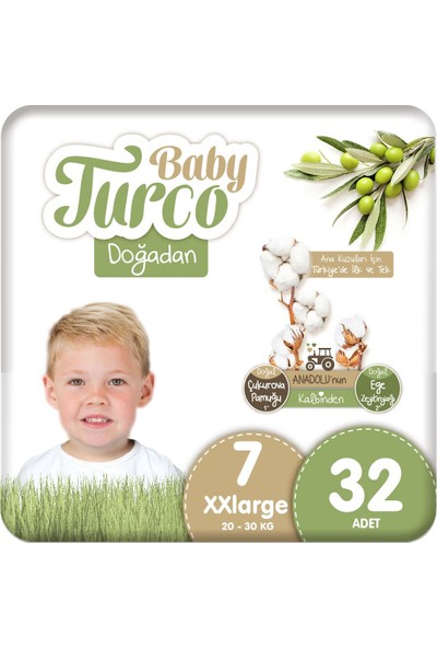 Baby Turco Doğadan 7 Numara Xxlarge 32 Adet Baby Turco Doğadan 7 Numara Xxlarge 32 Adet