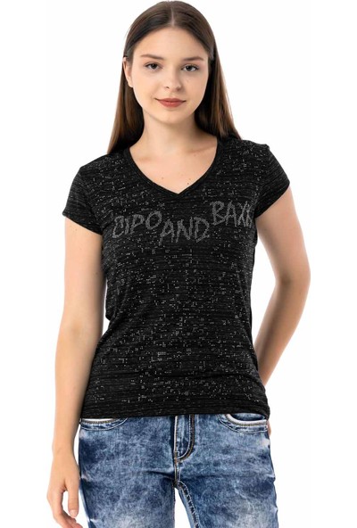 Cipo & Baxx WT323 Taşlı Siyah Tişört Cipo & Baxx WT323 Taşlı Siyah Tişört