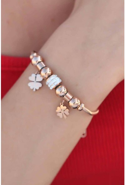 Karazona Kadın Zirkon Taşlı Papatya Figürlü Çelik Rose Renk Bileklik KZ-BB4436 Karazona Kadın Zirkon Taşlı Papatya Figürlü Çelik Rose Renk Bileklik KZ-BB4436