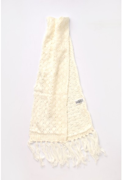 Dagi Krem DGA1523 Kız Çocuk Püsküllü Örgü Atkı-Kr